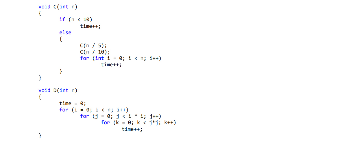 Solved 1 Analyze The Big Oh Run Time Of Each Method In
