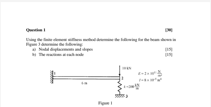 Solved Question 1[30]Using the finite element stiffness | Chegg.com
