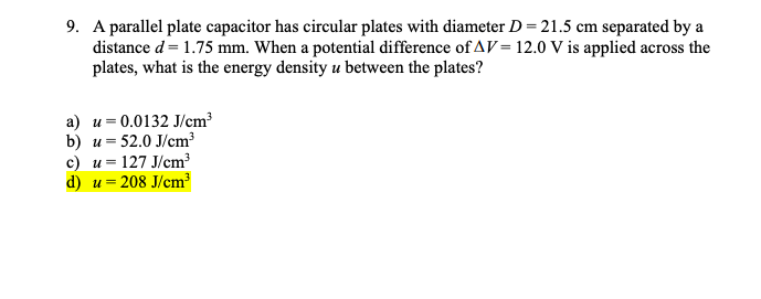 Solved A parallel plate capacitor has circular plates with | Chegg.com