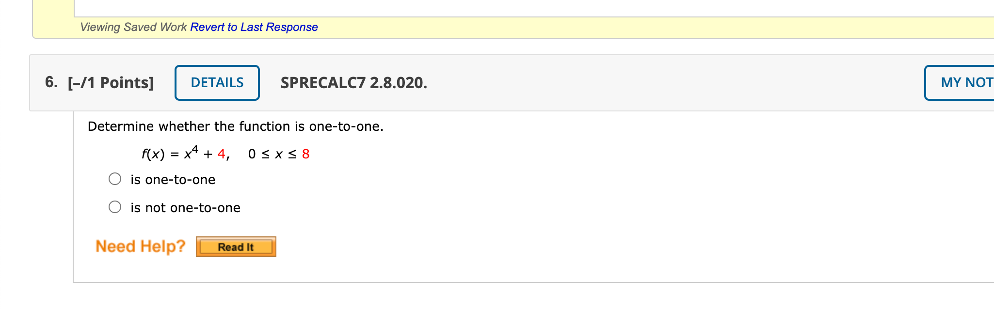 Solved Viewing Saved Work Revert to Last Response 6. [-/1 | Chegg.com