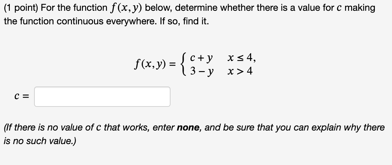 Solved (1 point) For the function f(x,y) below, determine | Chegg.com
