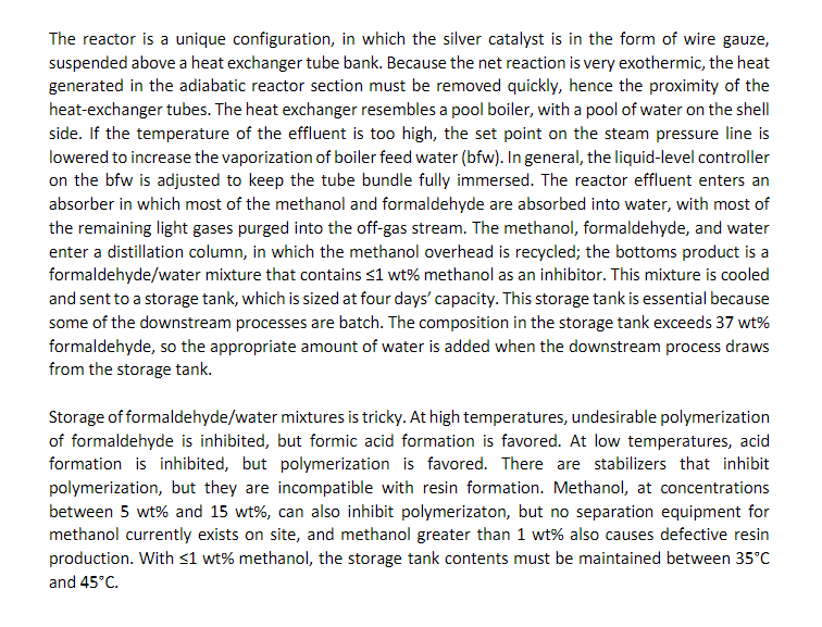 Solved FORMALIN PRODUCTION Formalin is a 37 wt% solution of | Chegg.com