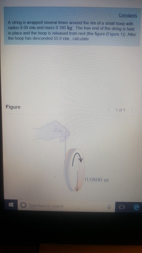 Solved the angular speed of the rotating hoop and er rad/s | Chegg.com