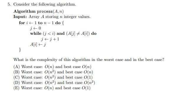 Solved 5. Consider the following algorithm. Algorithm | Chegg.com