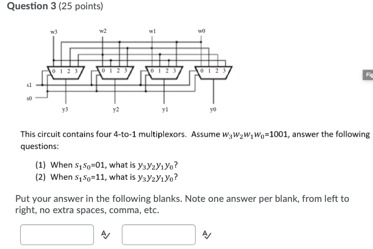 Solved Question 3 (25 points) w3 w2 wl wo 0 1 2 3 0 1 2 3 0 | Chegg.com