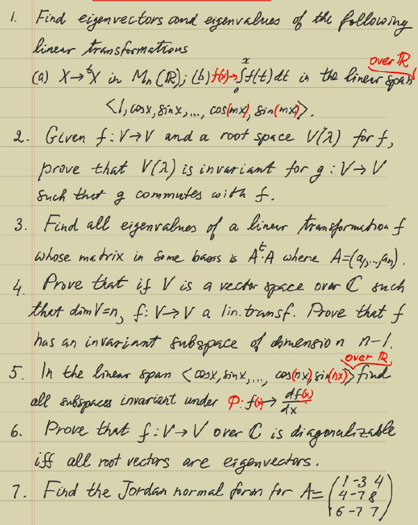 Solved 1. Find eigenvectors and eigenvalues of the frelowing | Chegg.com