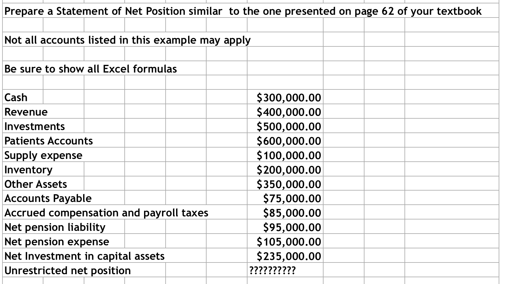 Prepare a Statement of Net Position similar to the | Chegg.com