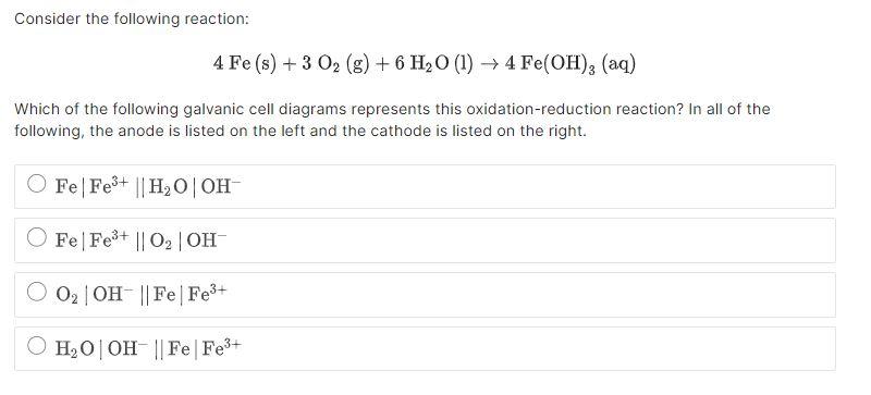 Solved Consider The Following Reaction 4fe S 3o2