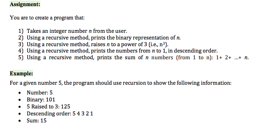 Solved Assignment: You are to create a program that: 1) | Chegg.com
