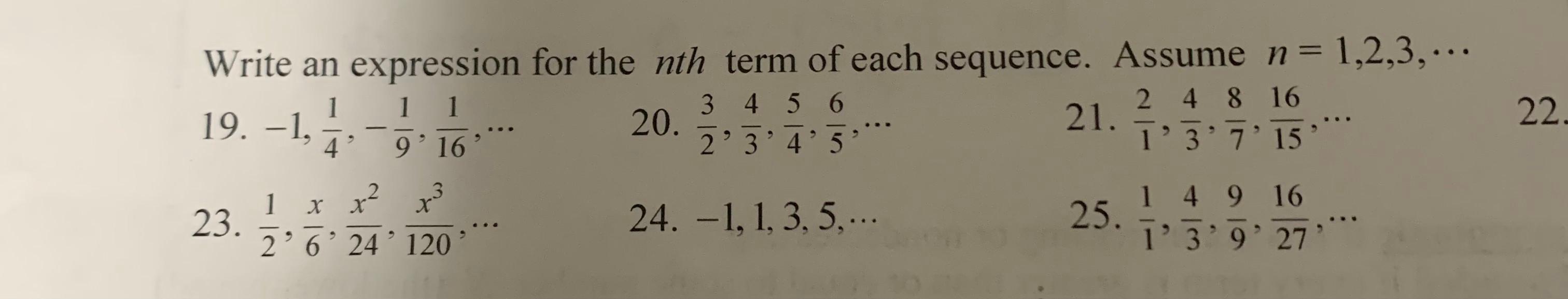 Solved Write an expression for the nth term of each | Chegg.com