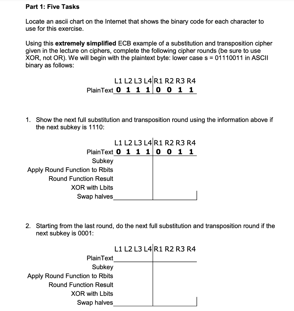 Solved Part 1: Five Tasks Locate an ascii chart on the | Chegg.com