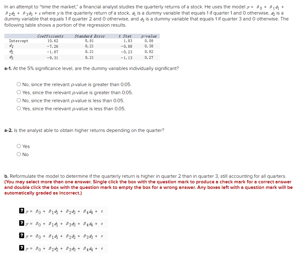 Solved In an attempt to "time the market," a financial | Chegg.com