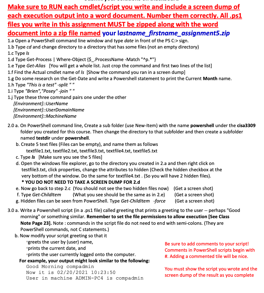 Solved Make sure to RUN each cmdlet/script you write and | Chegg.com