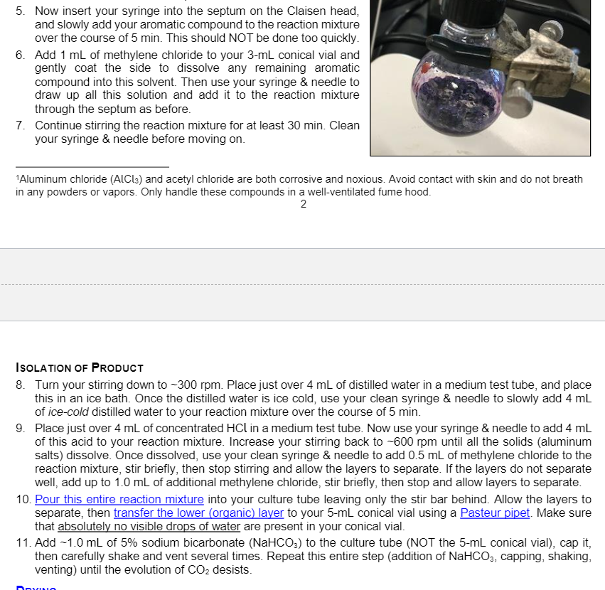 5. Now insert your syringe into the septum on the | Chegg.com