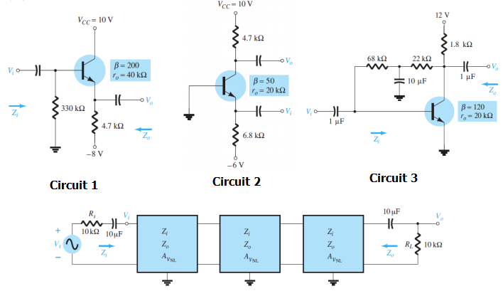 Solved Three amplifier circuits (each definitely one time) | Chegg.com