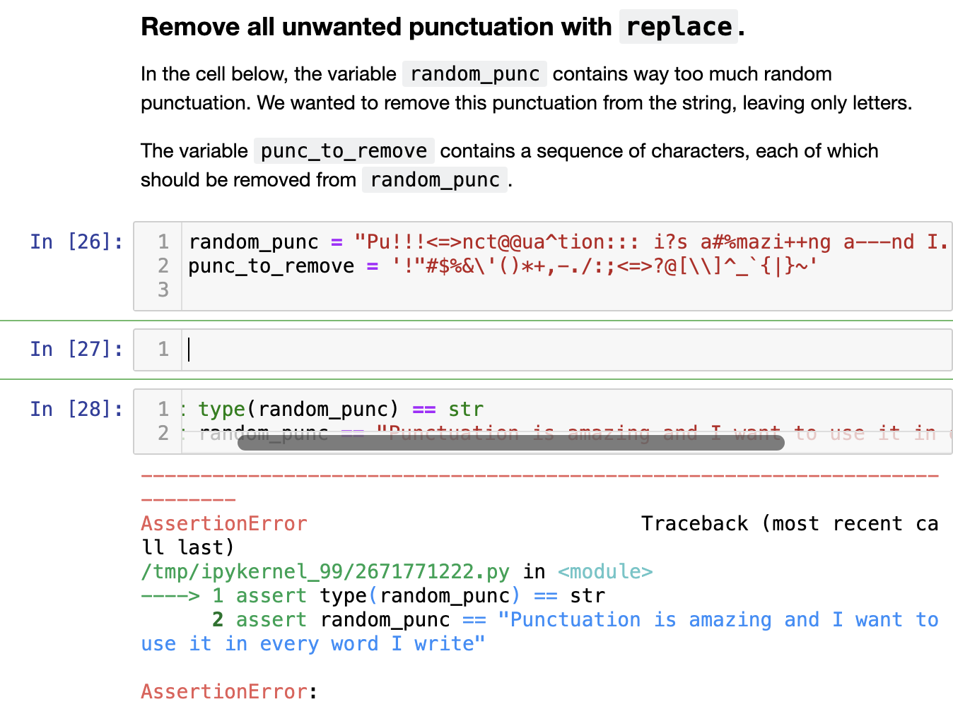 Solved Remove all unwanted punctuation with In the cell | Chegg.com