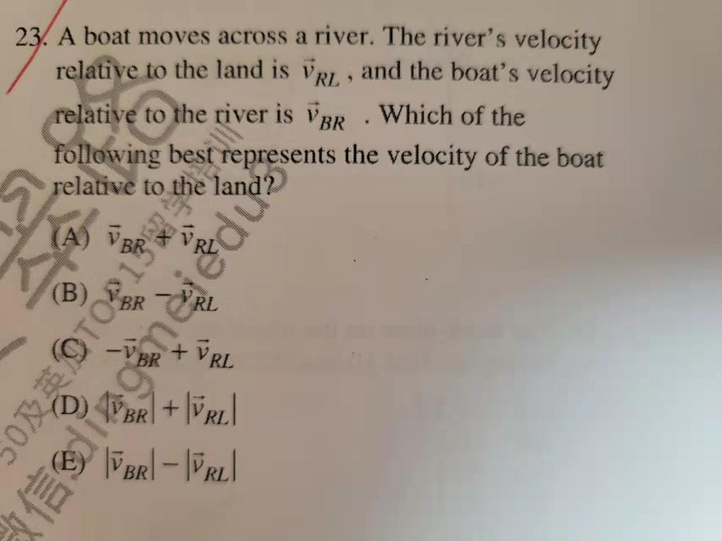 Solved 23. A boat moves across a river. The river's velocity | Chegg.com