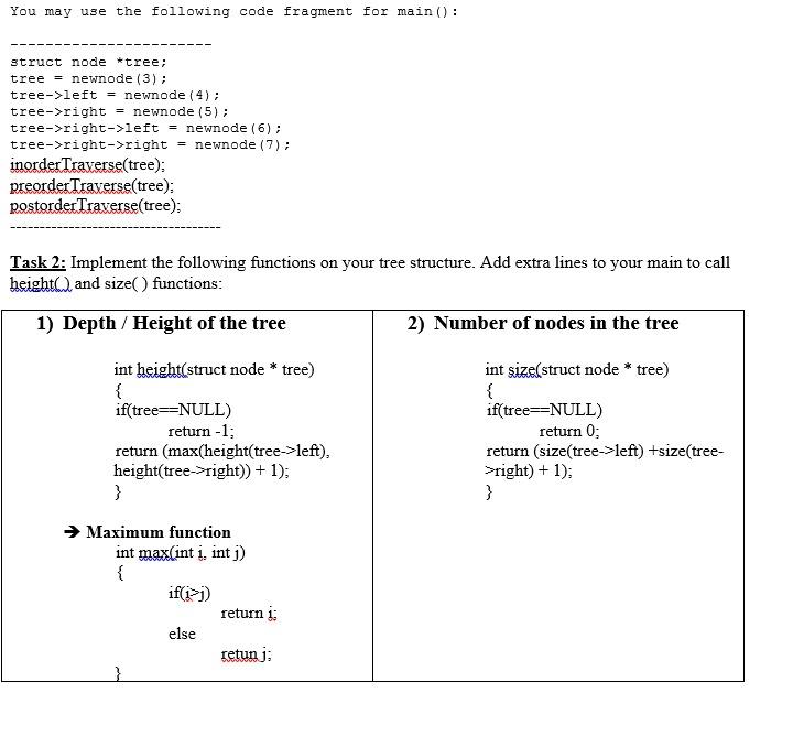 Solved You may use the following code fragment for main(): | Chegg.com
