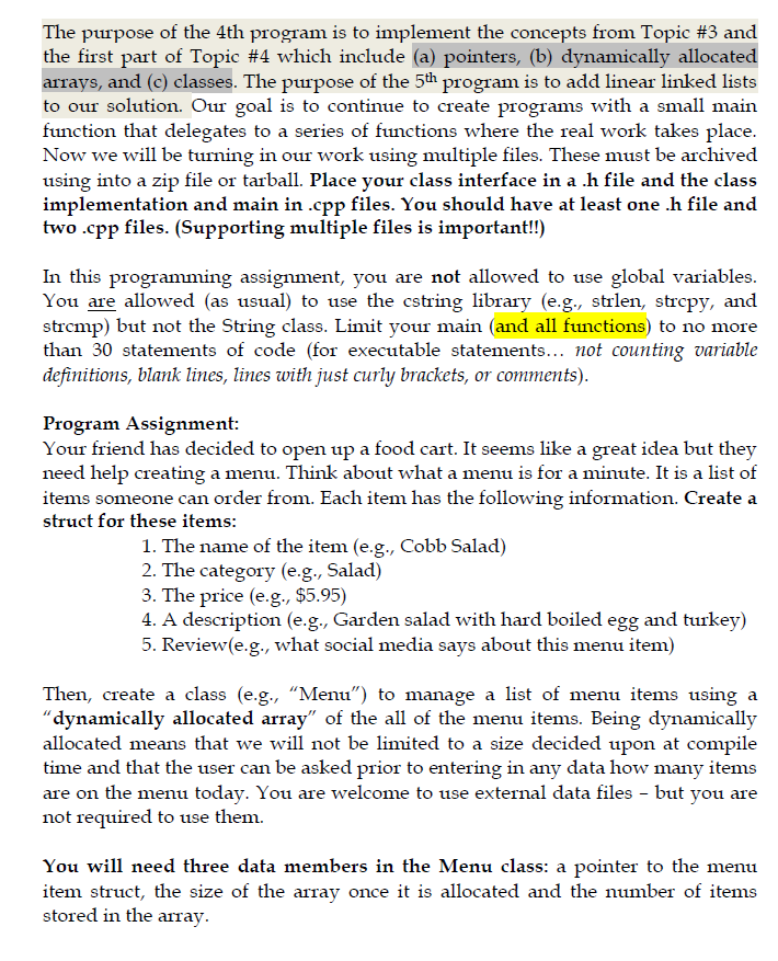 Solved The purpose of the 4th program is to implement the | Chegg.com