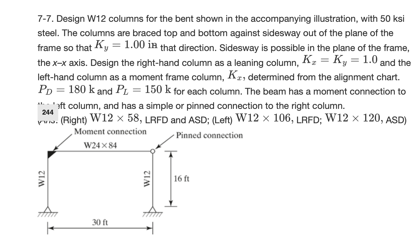 Solved 7-7. Design W12 columns for the bent shown in the | Chegg.com