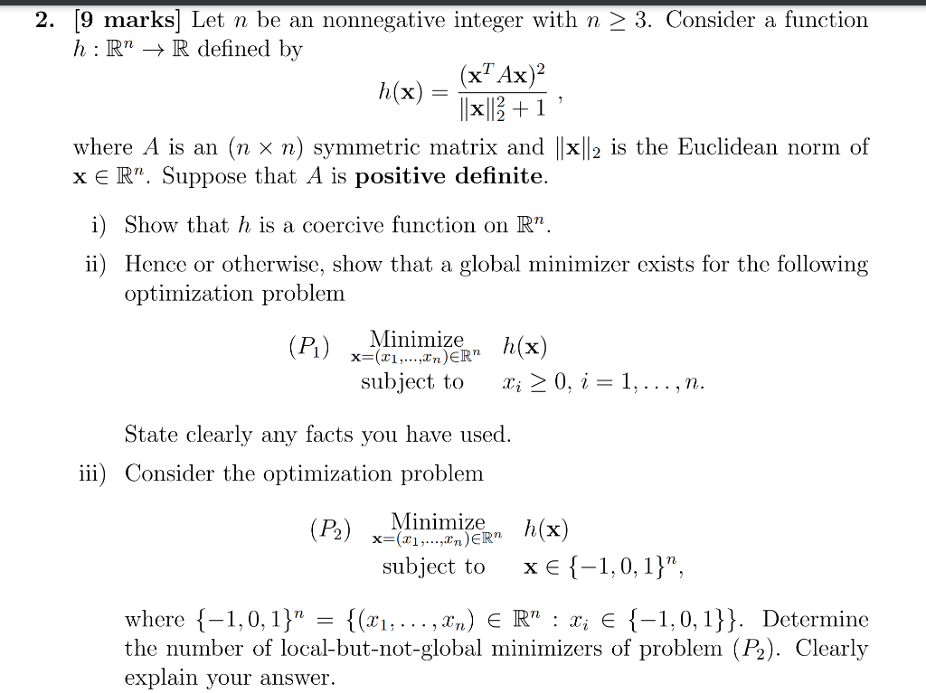 Solved 2. (9 marks] Let n be an nonnegative integer with n > | Chegg.com