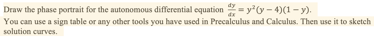 Solved Draw the phase portrait for the autonomous | Chegg.com