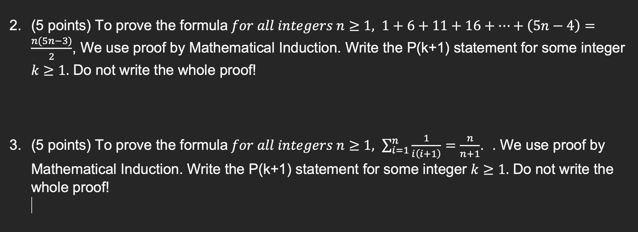 Solved 2. (5 points) To prove the formula for all integers | Chegg.com