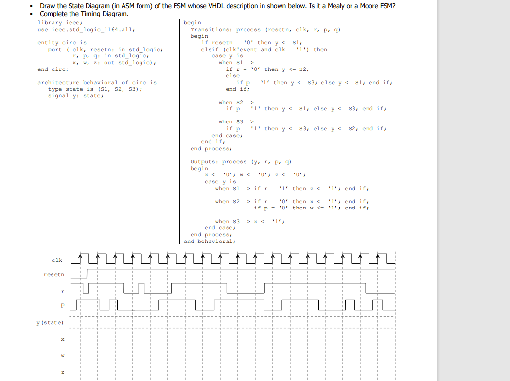 Solved Draw the State Diagram (in ASM form) of the FSM whose | Chegg.com