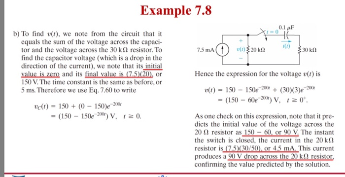 Solved Example 7.8 The switch in the circuit has been open | Chegg.com