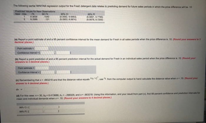 Solved The following partial MINITAB regression output for | Chegg.com