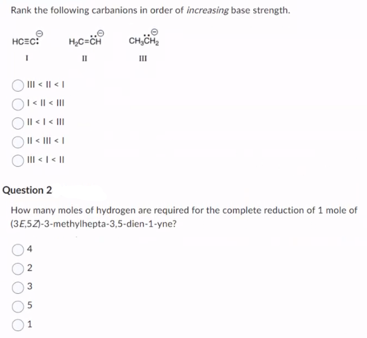 Solved Rank the following carbanions in order of increasing | Chegg.com