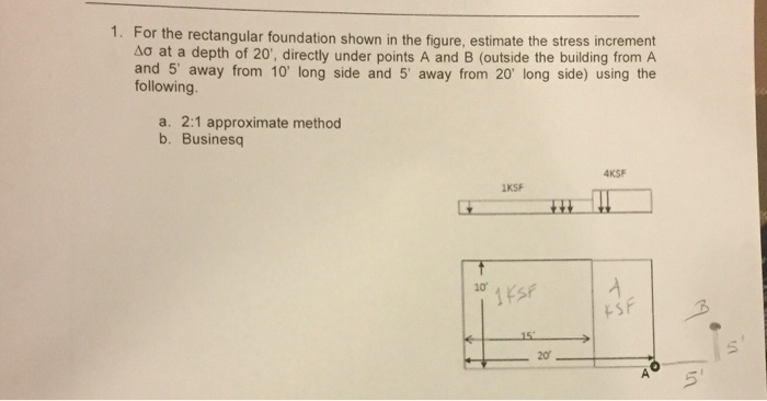 Solved 1. For the rectangular foundation shown in the | Chegg.com