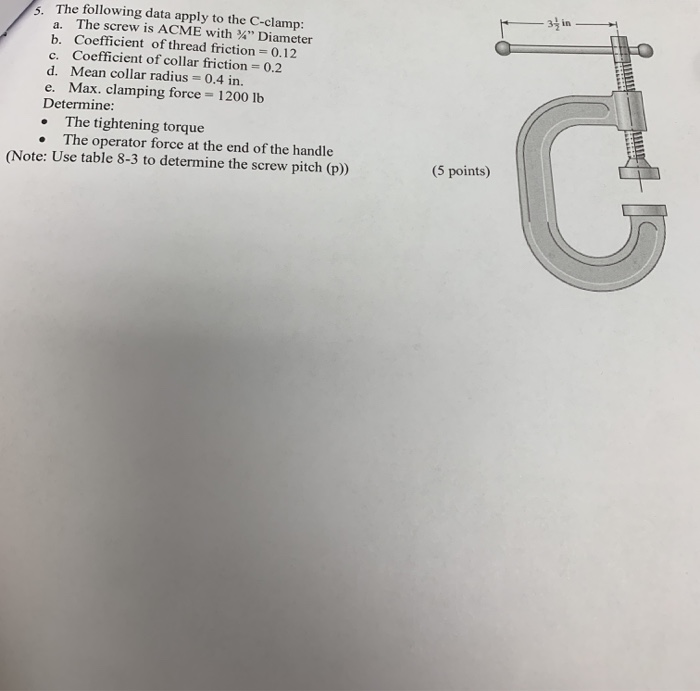Solved 3 in The following data apply to the C-clamp: The | Chegg.com