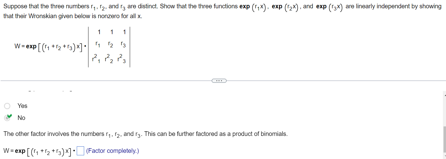 Solved The other factor involves the numbers r1,r2, ﻿and r3. | Chegg.com