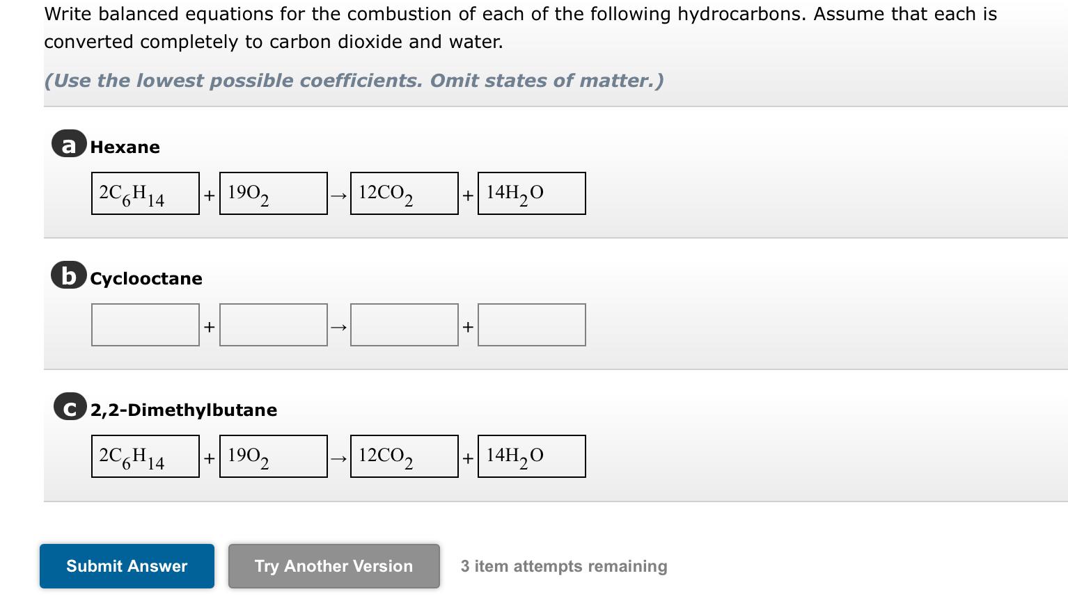 Solved Write balanced equations for the combustion of each | Chegg.com
