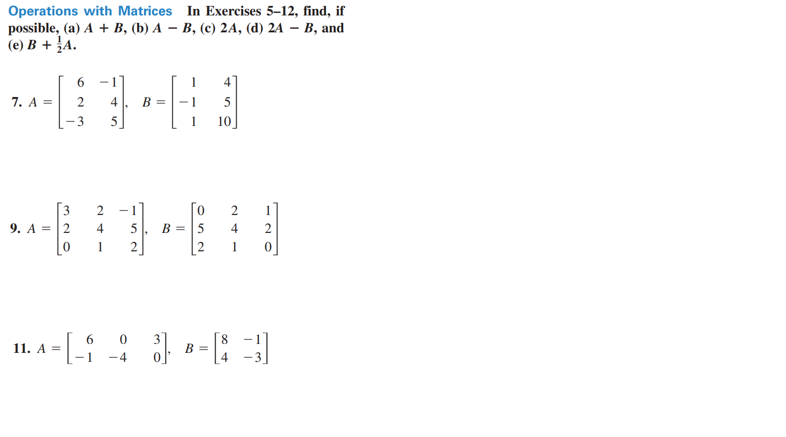 Solved Operations with Matrices In Exercises 5-12, find, if | Chegg.com
