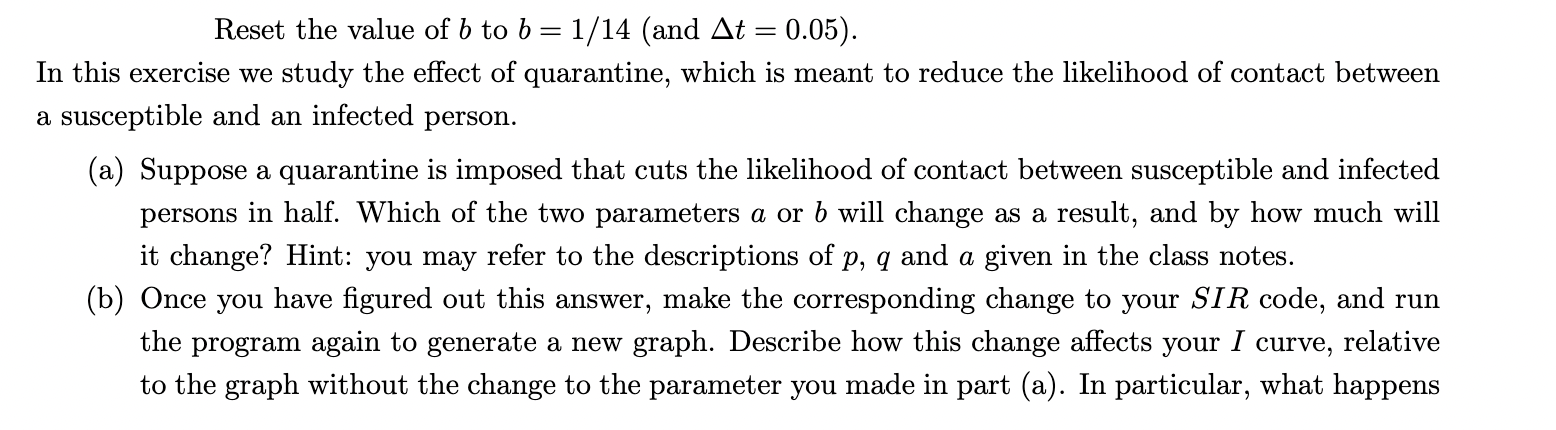 Solved Reset the value of b to b=1/14 (and Δt=0.05 ). In | Chegg.com