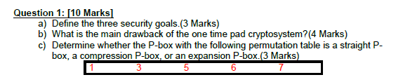 Solved Question 1: [10 Marks] a) Define the three security | Chegg.com