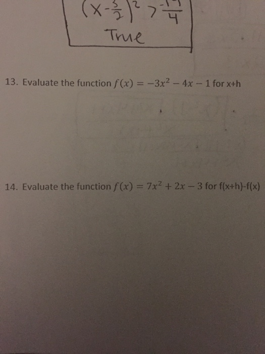 Solved MATH 1730 Algebra Review Evaluate the function f(x) | Chegg.com