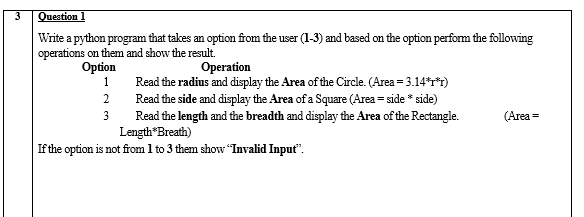 Solved 3 Question Write a python program that takes an | Chegg.com