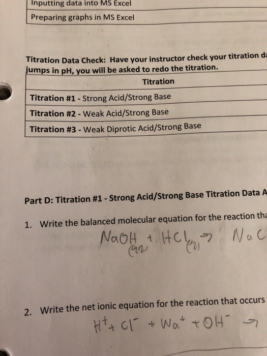 O Complete the titration data table. (Titration #3) | Chegg.com