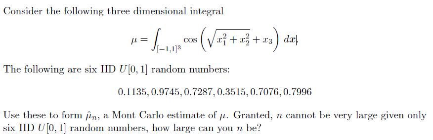Solved Consider The Following Three Dimensional Integral