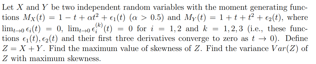 Solved Let X and Y be two independent random variables with | Chegg.com