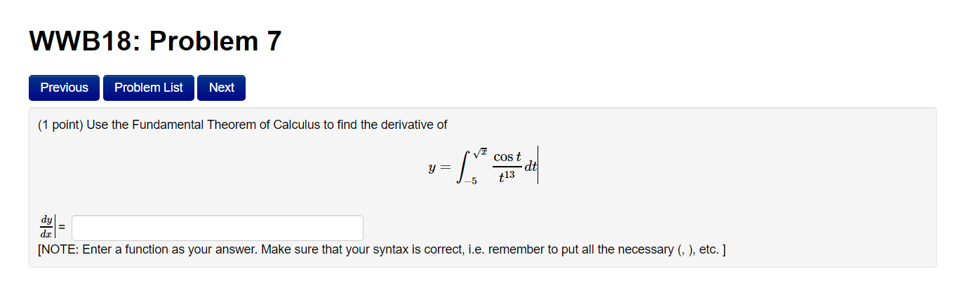 Solved WWB18: Problem 7 Previous Problem List Next (1 point) | Chegg.com