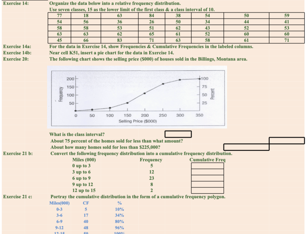 Solved Exercise 14: 59 41 53 Organize the data below into a | Chegg.com