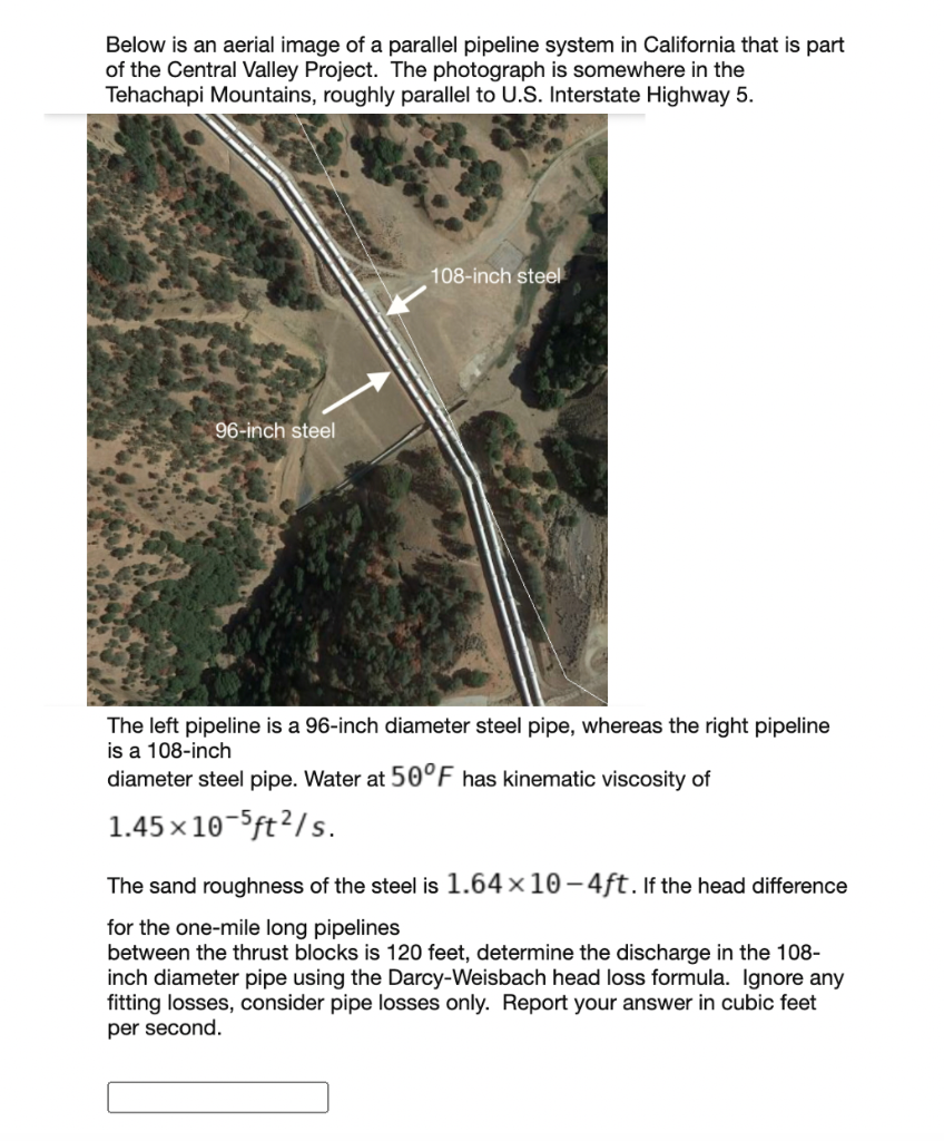 Solved Below is an aerial image of a parallel pipeline | Chegg.com