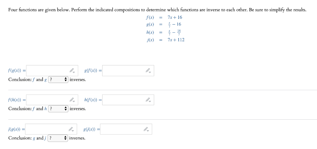 Solved Four functions are given below. Perform the indicated | Chegg.com