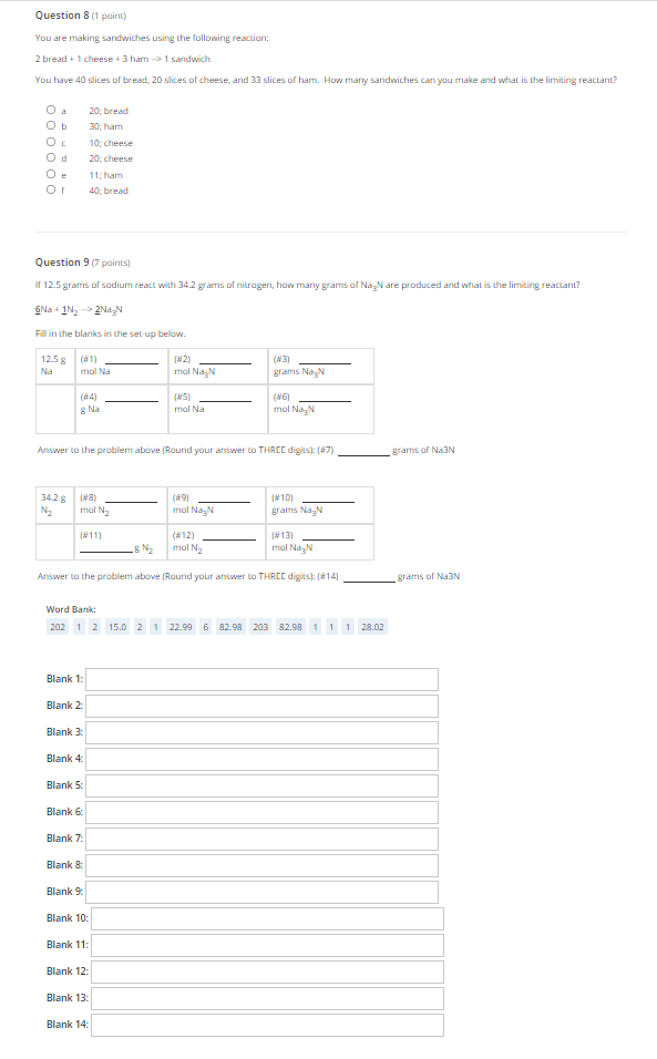 Solved Question 8 (1 point) You are making sandwiches using | Chegg.com
