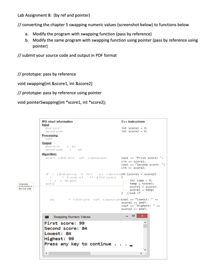 Solved Lab Assignment 8: (by ref and pointer) // converting | Chegg.com
