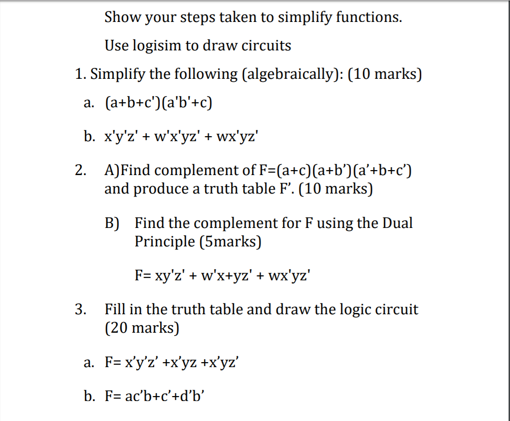 Solved Show Your Steps Taken To Simplify Functions Use